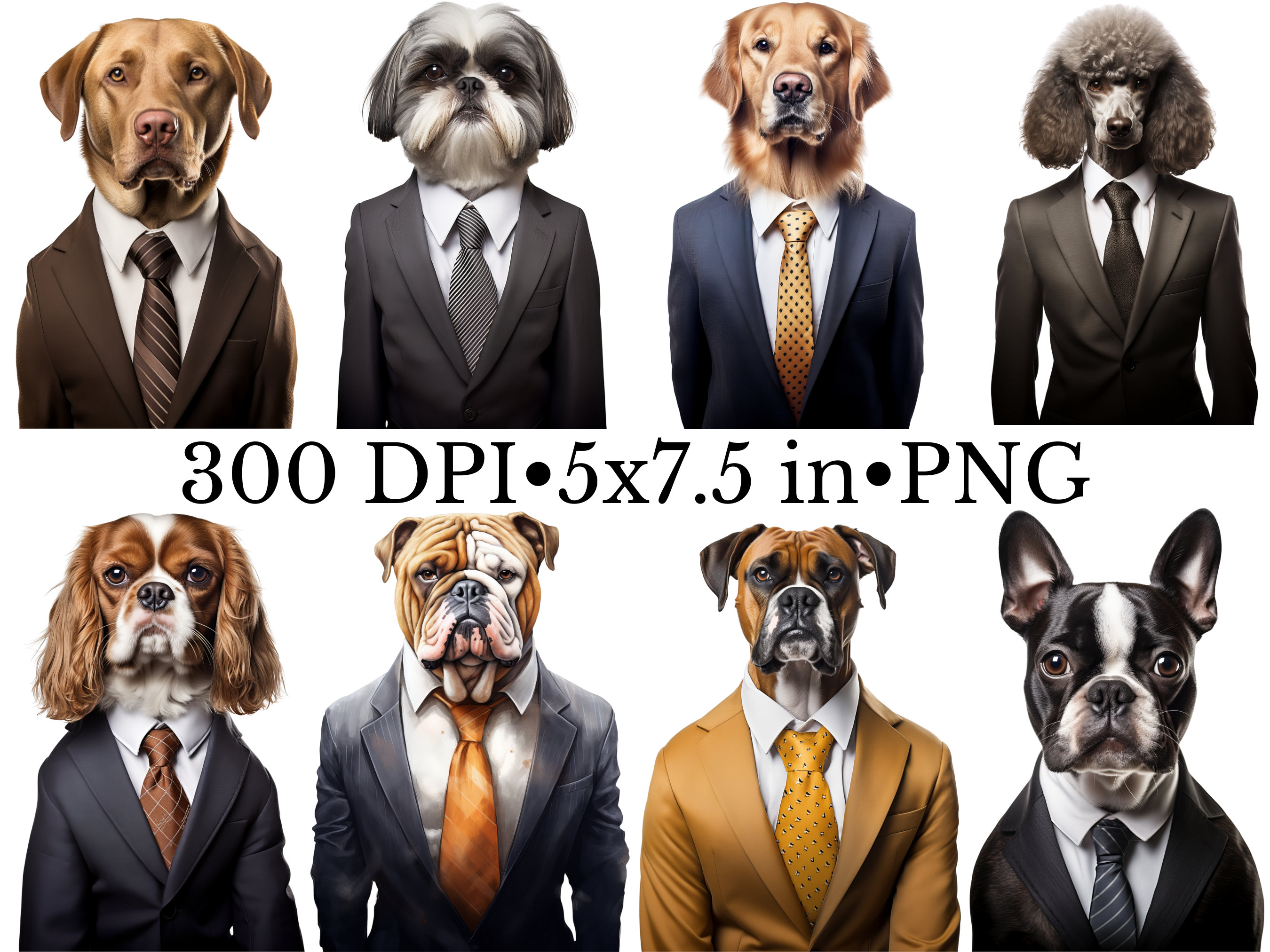 Business Dog Clipart Bundle, Free Commercial Use, Dog Wearing Suit and ...