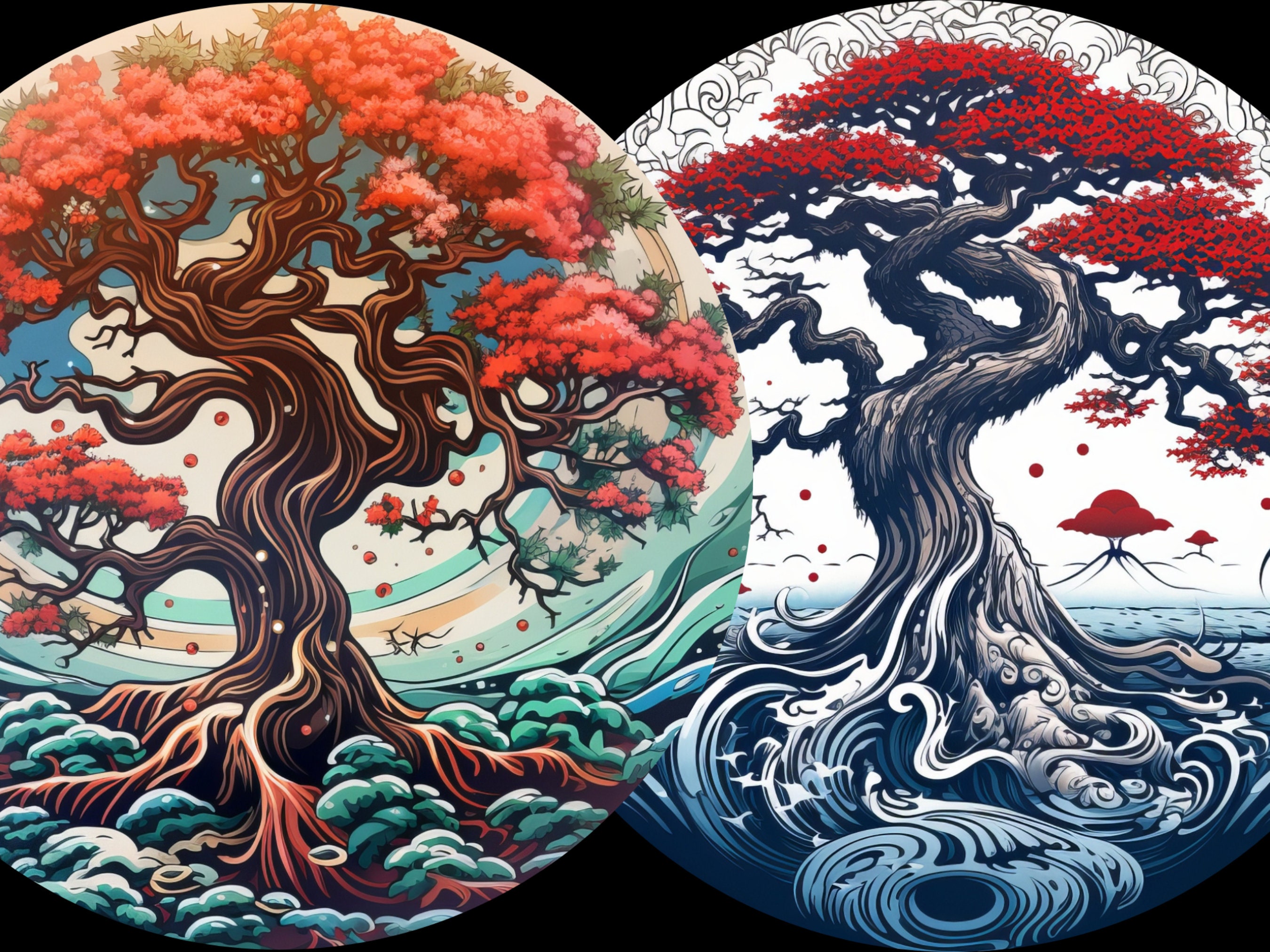 Tree of Life (asian Style) Clipart Bundle, Watercolor PNG, Transparent ...