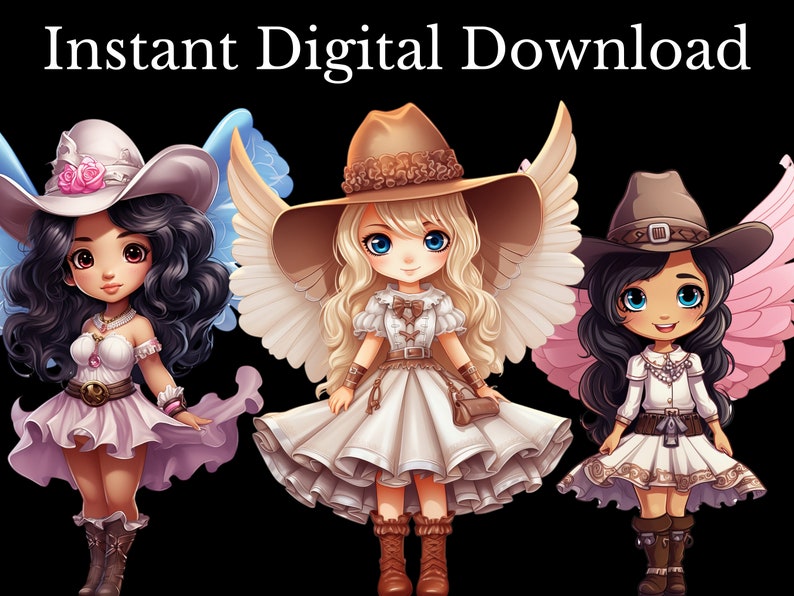 Fairy Clipart Bundle Country Western Art Digital Cowgirl Angel ...
