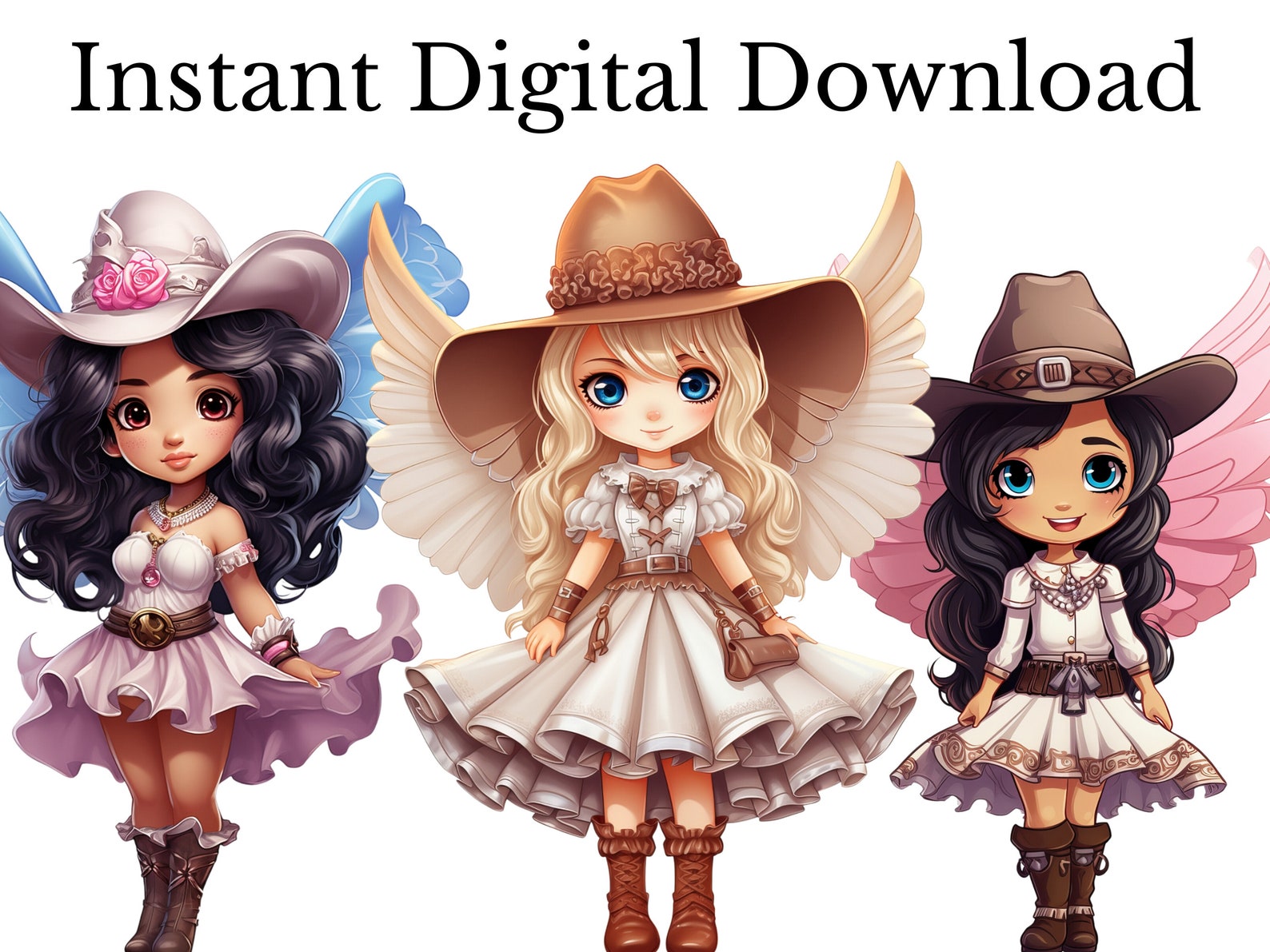Fairy Clipart Bundle Country Western Art Digital Cowgirl Angel ...