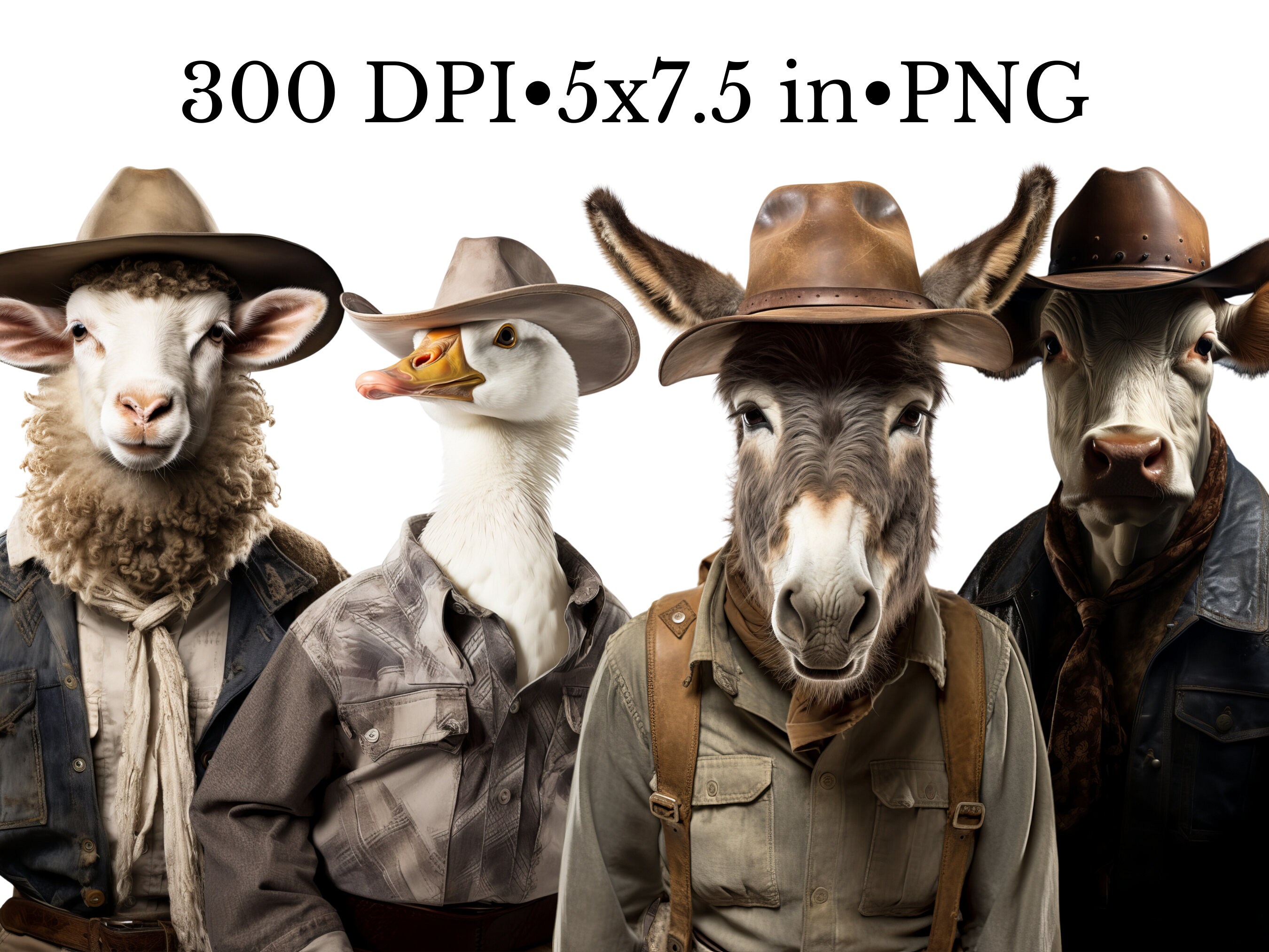 Cowboy Farm Animal Clipart Bundle Country Western Animal Art Farm PNG ...