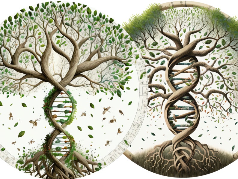 Tree of Life DNA Style Clipart Bundle, Watercolor PNG, DNA Helix ...
