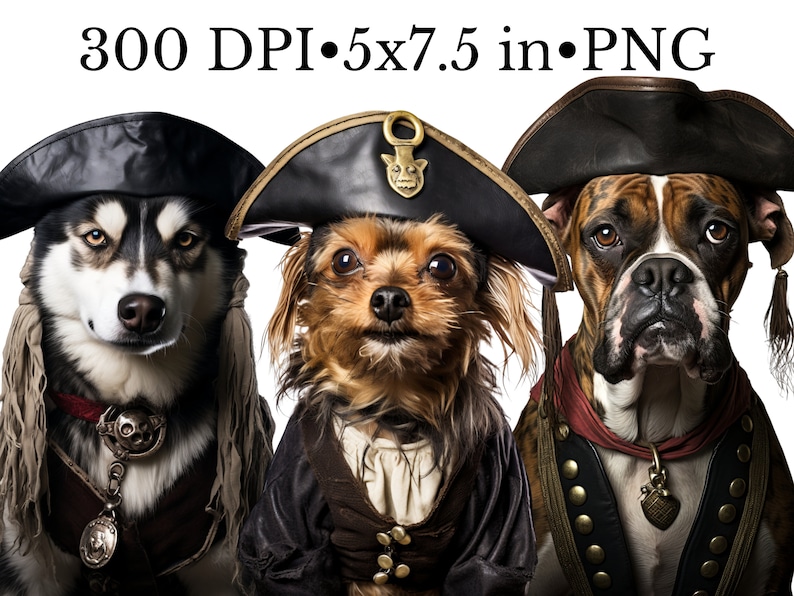 Pirate Dog Clipart Bundle, Watercolor Art, Human Animal PNG, Digital ...