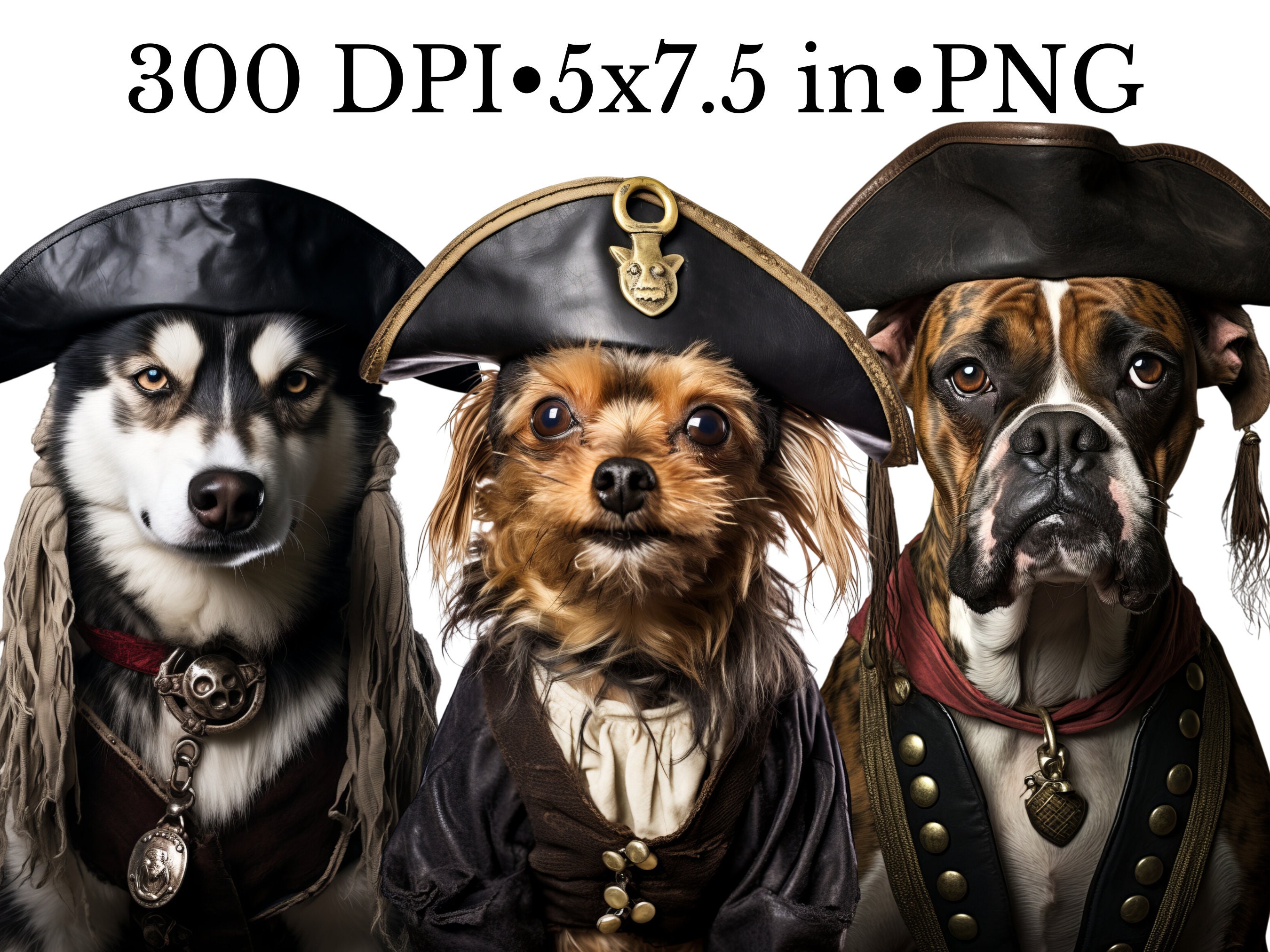 Pirate Dog Clipart Bundle, Watercolor Art, Human Animal PNG, Digital ...