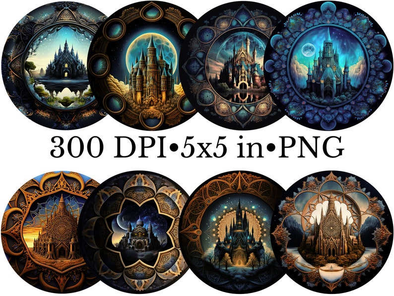 Castle Mandala Clipart Bundle Watercolor PNG RPG Item Art - Etsy