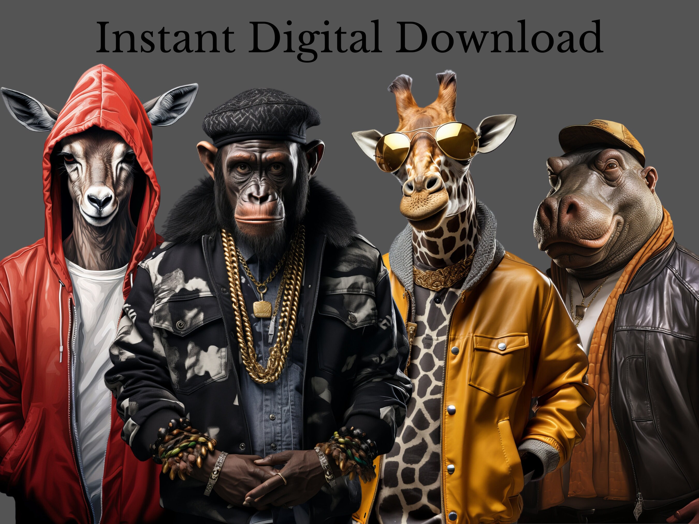Hip Hop Animal Clipart Bundle Safari Animals Art Rap Musician - Etsy UK