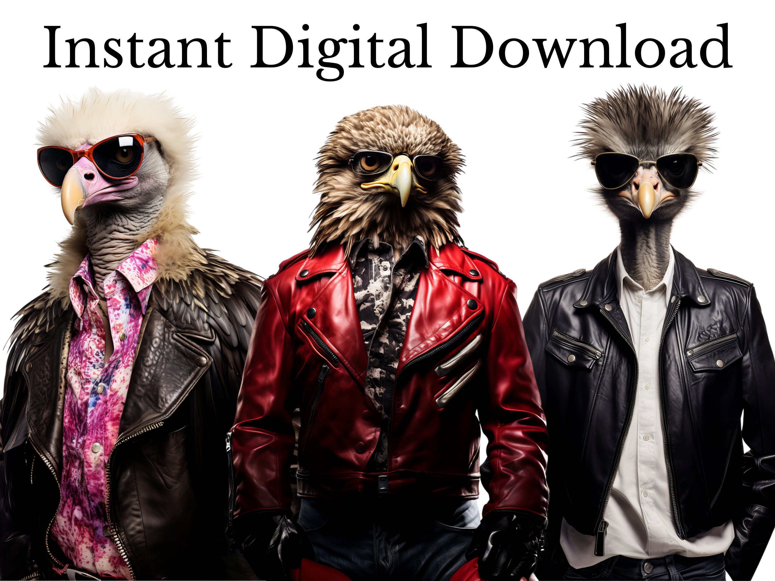 Rockstar Bird Clipart Bundle, Cardinal Art, Human Animal PNG, Digital ...