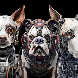 Robot Dog Clipart Bundle, Sci-fi Animal PNG, Watercolor Art Digital ...