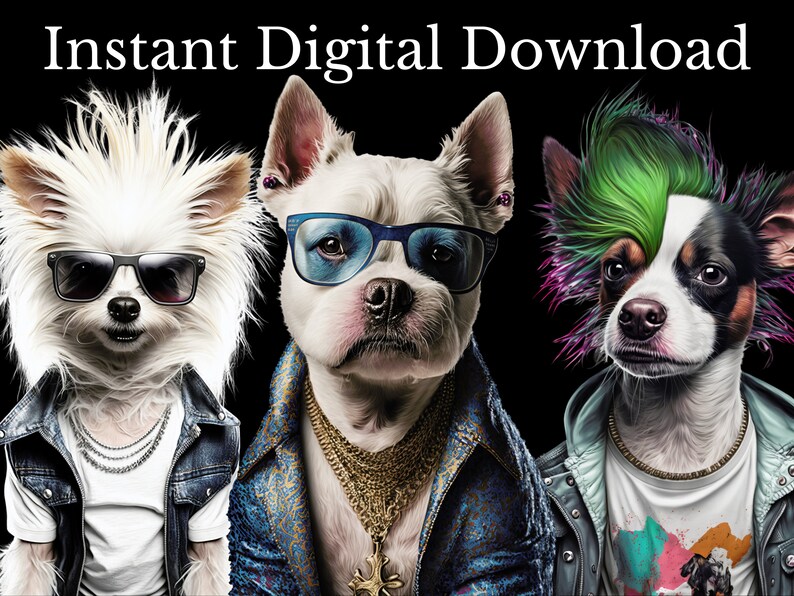 Popstar Dog Clipart Bundle, Watercolor Art, Human Animal PNG, Digital ...