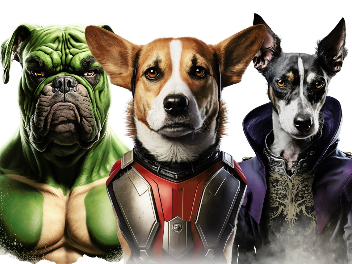 Superhero Dogs Clipart Bundle Watercolor Art Human Animal - Etsy