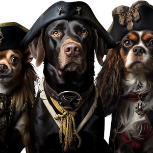 Pirate Dog Clipart Bundle, Watercolor Art, Human Animal PNG, Digital ...