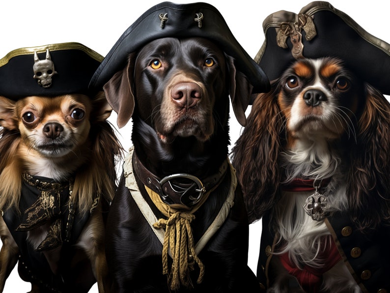 Pirate Dog Clipart Bundle, Watercolor Art, Human Animal PNG, Digital ...