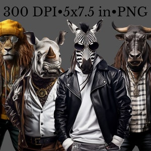 Hip Hop Animal Clipart Bundle Safari Animals Art Rap Musician PNG ...