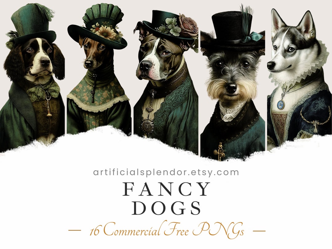 Fancy Dog Clipart Bundle, Watercolor Art, Human Animal PNG, Digital ...