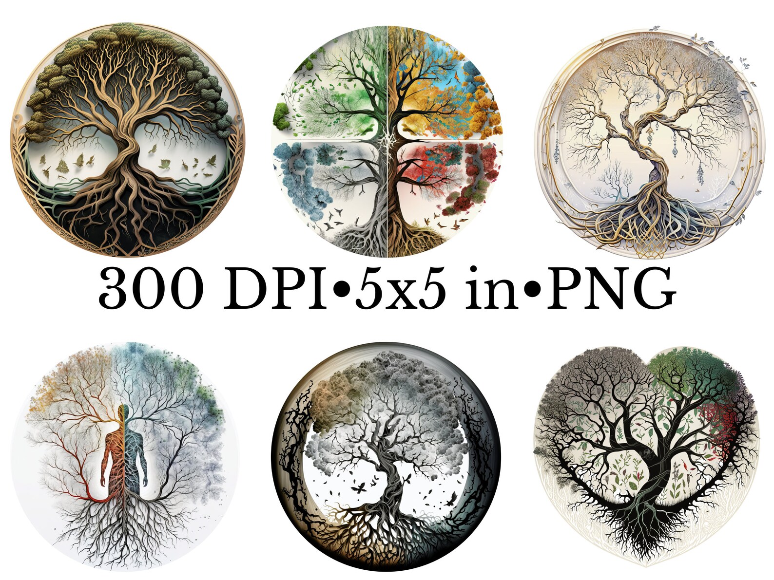 Tree of Life Clipart Bundle 1, Watercolor PNG, Tree of Life Art ...