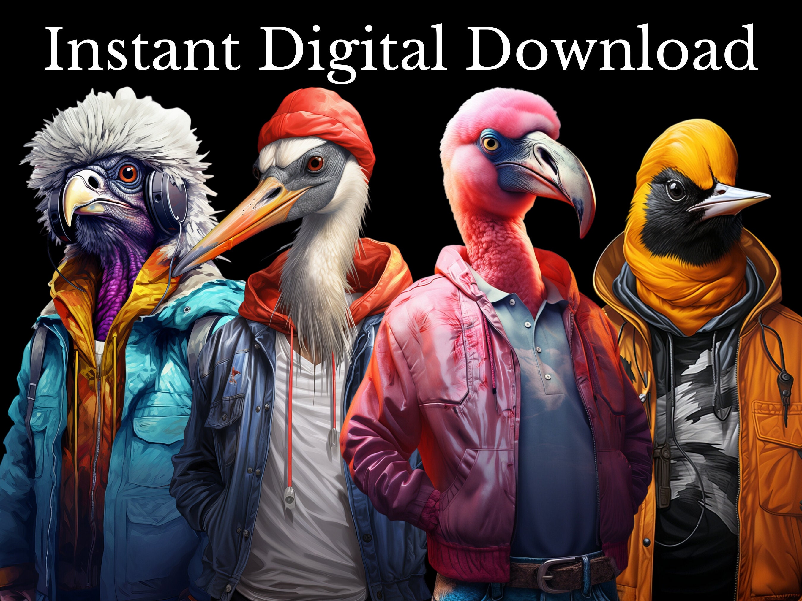 Hip Hop Bird Clipart Bundle, Rapper Cardinal Art, Human Animal PNG ...