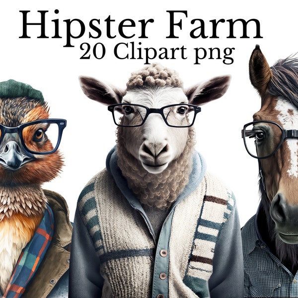 Hipster Animals Art - Etsy