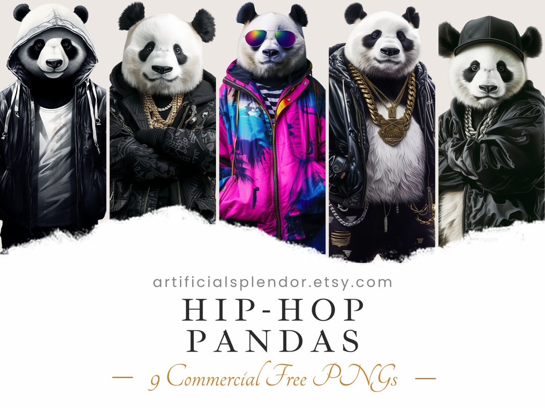 Hip Hop Panda Clipart Bundle Watercolor Art Animal PNG Funny Digital ...