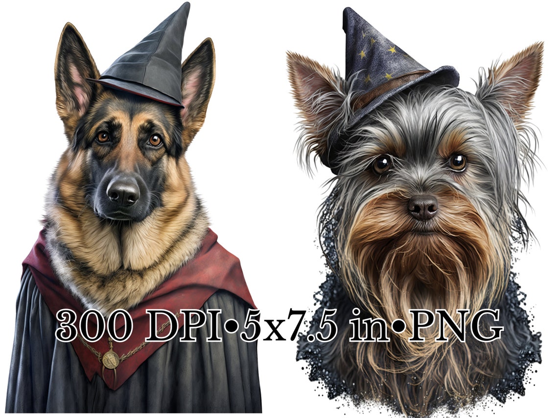 Wizard Dog Clipart Bundle Witch Dog Watercolor Art Human - Etsy