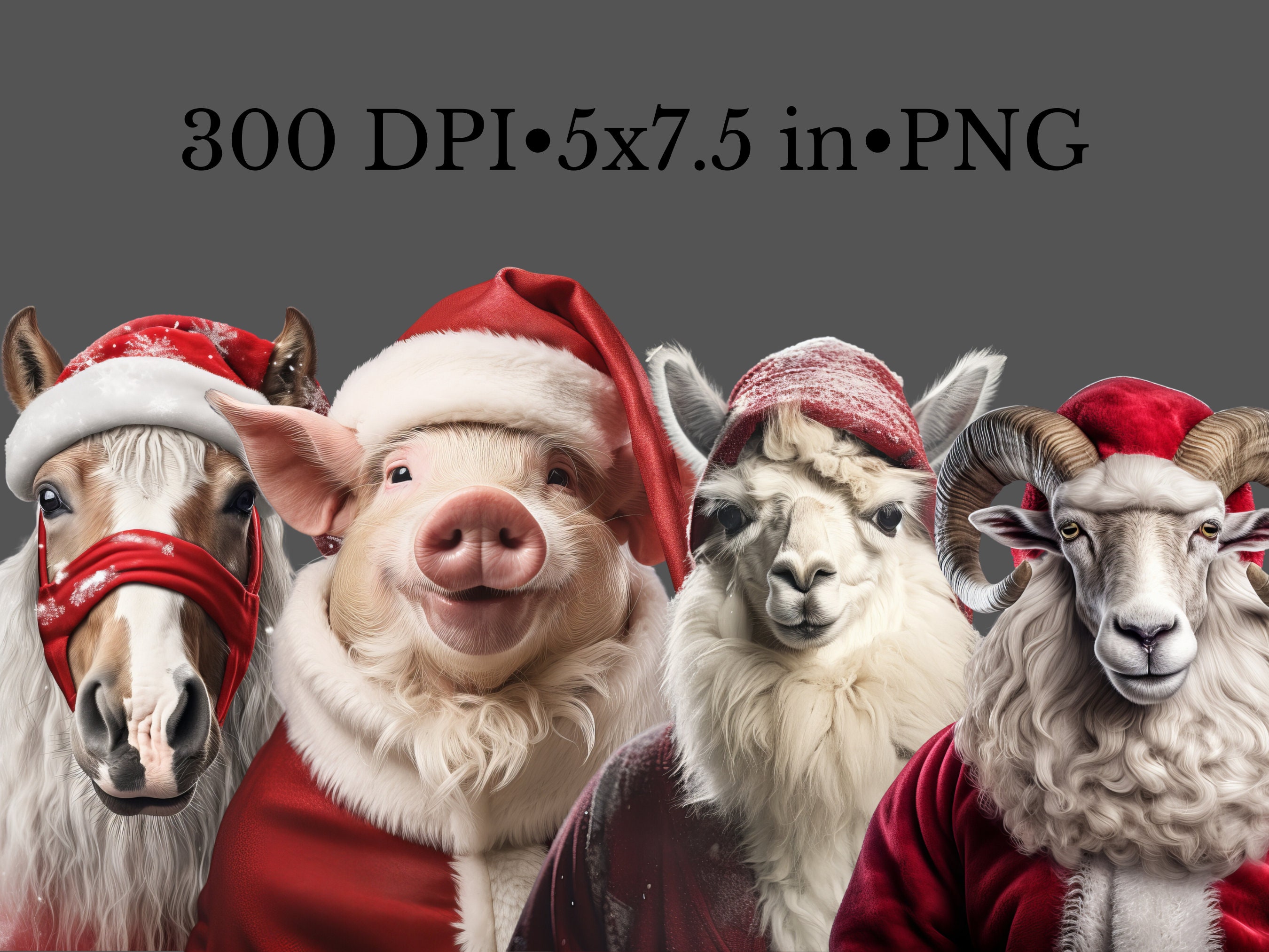 Christmas Farm Animal Clipart Bundle Christmas Animal Art Christmas PNG ...