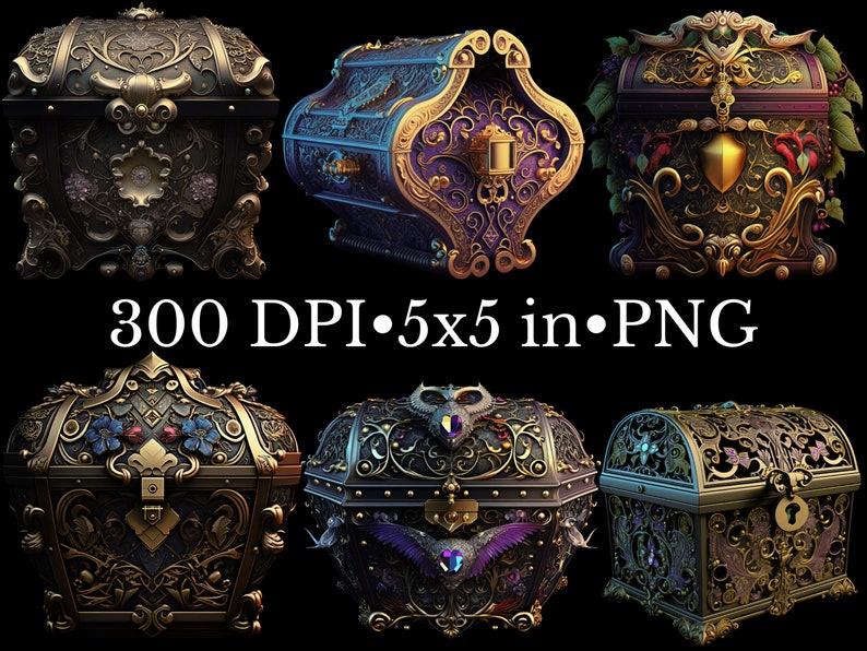 Treasure Chest Clipart Bundle, Watercolor PNG, RPG Item Art Transparent ...