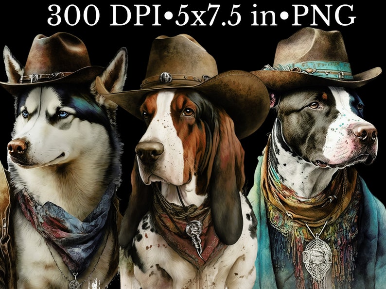 Western Dog Clipart Bundle Watercolor Art Human Animal PNG - Etsy
