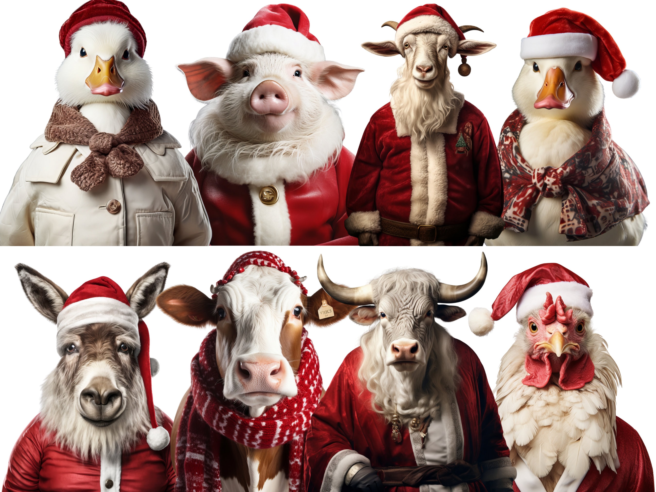 Christmas Farm Animal Clipart Bundle Christmas Animal Art Christmas PNG ...