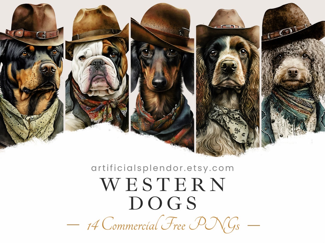Western Dog Clipart Bundle, Watercolor Art, Human Animal PNG, Digital ...