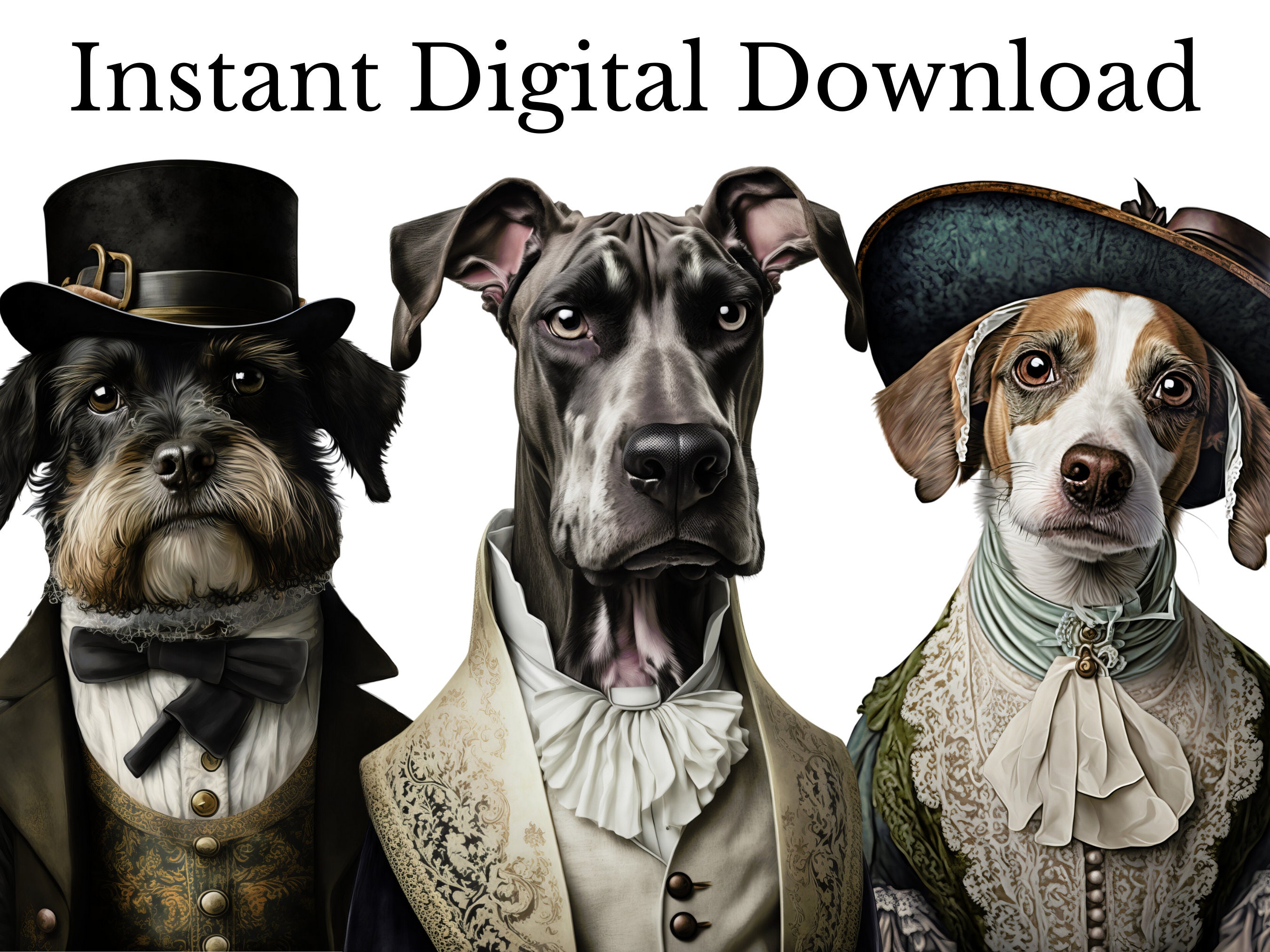 Dapper Dog Graphic Bundle, Watercolor Clipart, Human Animal PNG ...