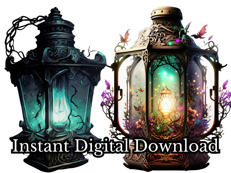 Fantasy Lanterns Clipart Bundle Watercolor PNG RPG Item Art - Etsy