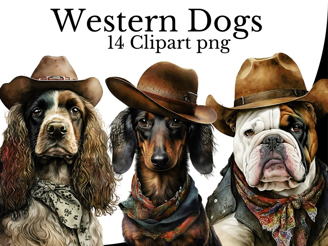 Western Dog Clipart Bundle Watercolor Art Human Animal PNG - Etsy