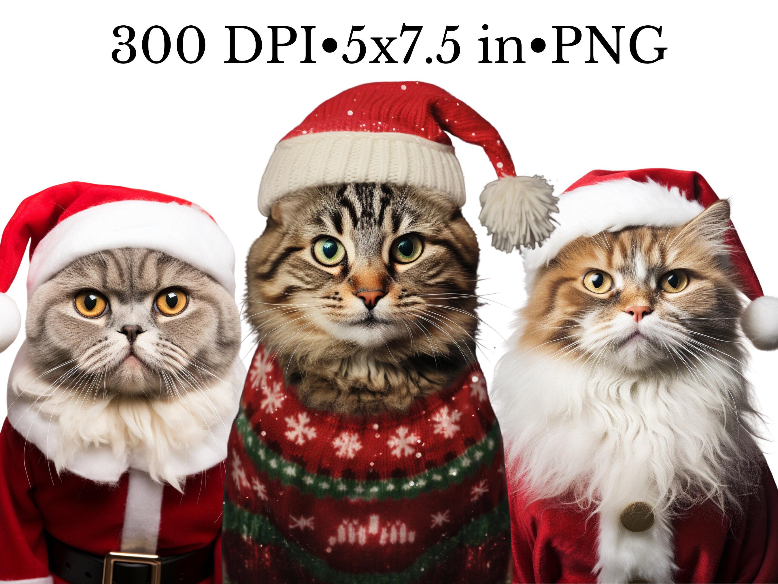 Christmas Cat Clipart Bundle Christmas Animal PNG Christmas Digital Cat ...