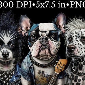 Rockstar Dog Clipart Bundle, Watercolor Art, Human Animal PNG, Digital ...