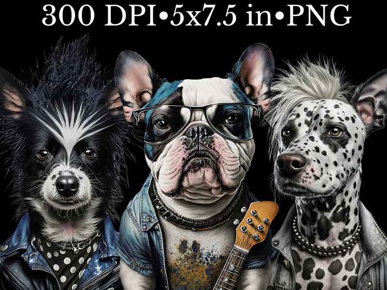 Rockstar Dog Clipart Bundle Watercolor Art Human Animal PNG - Etsy