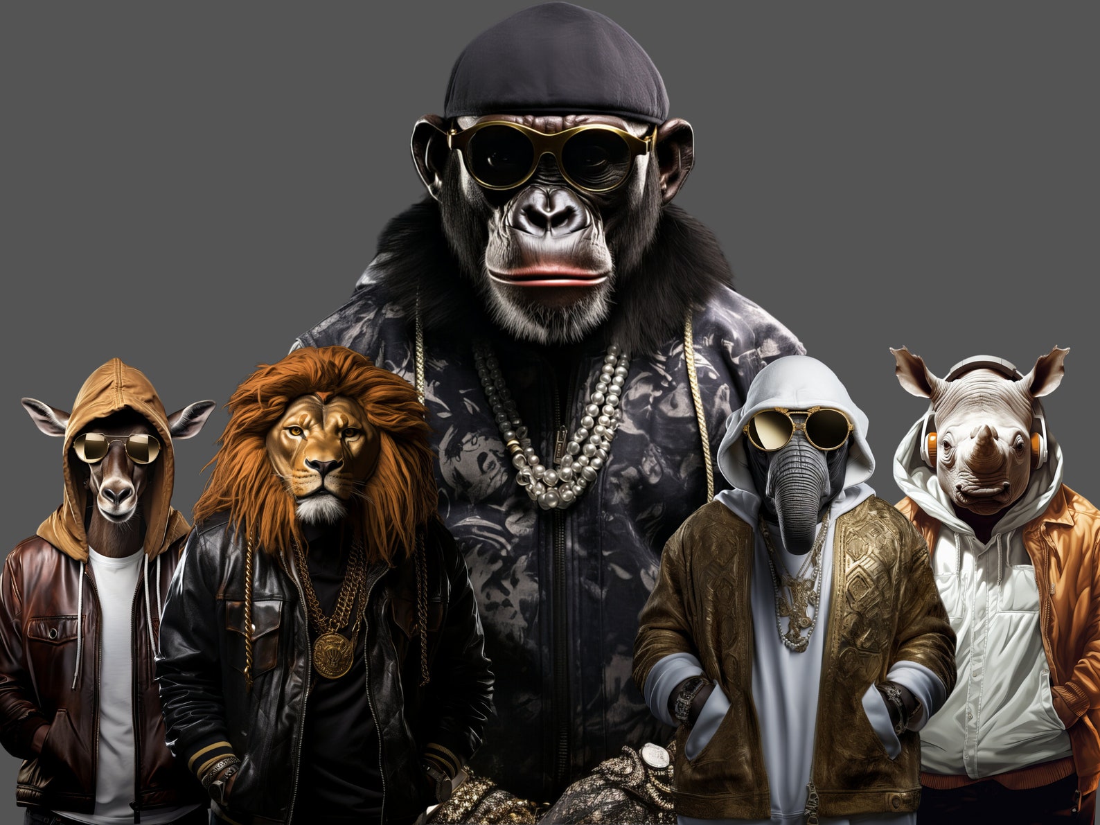 Hip Hop Animal Clipart Bundle Safari Animals Art Rap Musician PNG ...