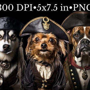 Pirate Dog Clipart Bundle, Watercolor Art, Human Animal PNG, Digital ...