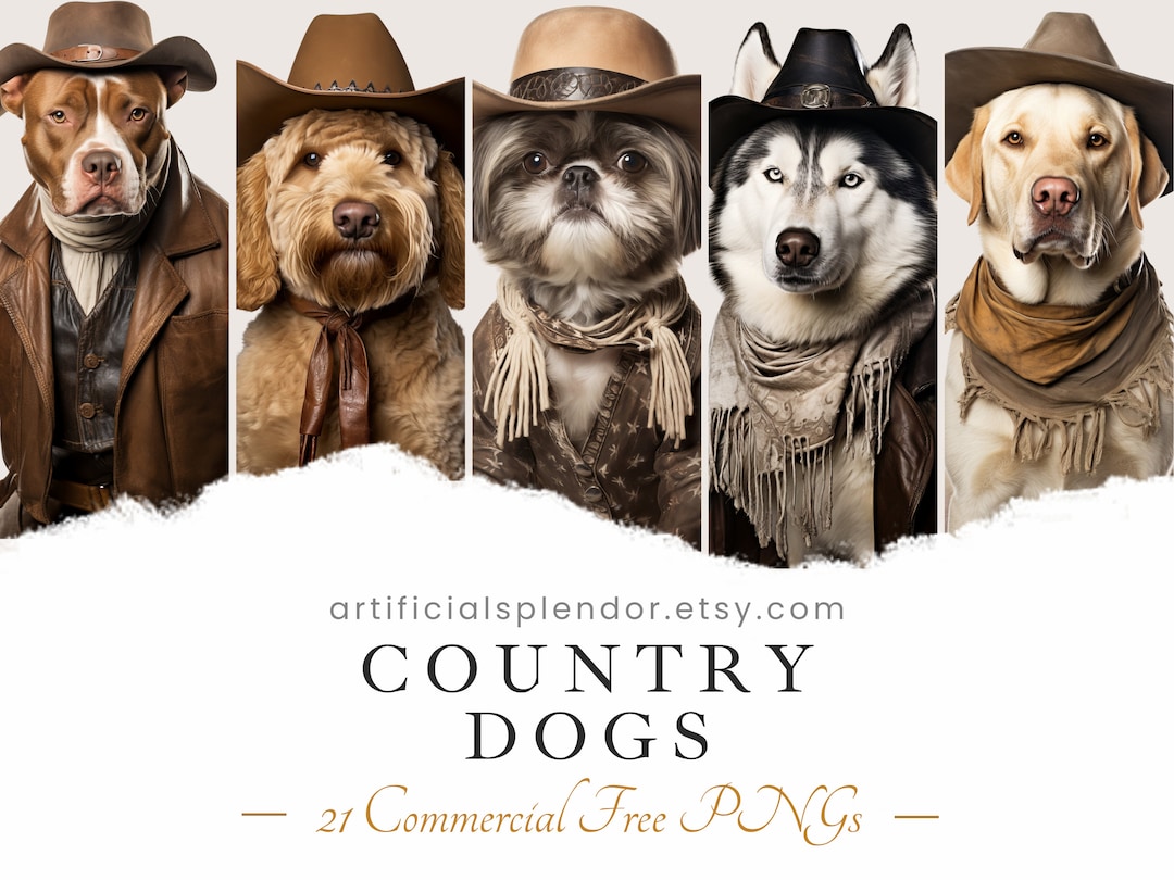Dog Clipart Bundle Cowboy Country Western Pet Animal PNG Digital Canine ...