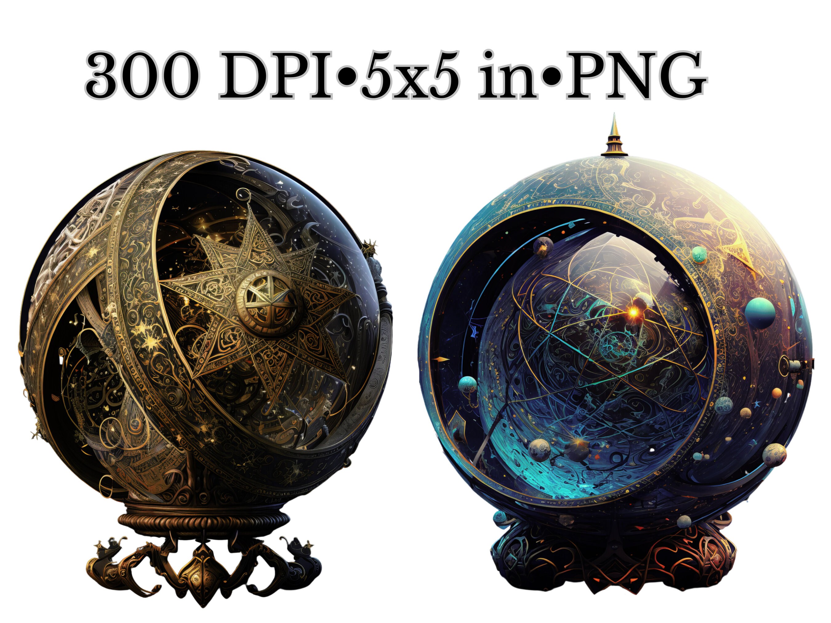 Magic Astrolabe Clipart Bundle, Watercolor PNG, RPG Item Art, Transparent Background, Wizard ...