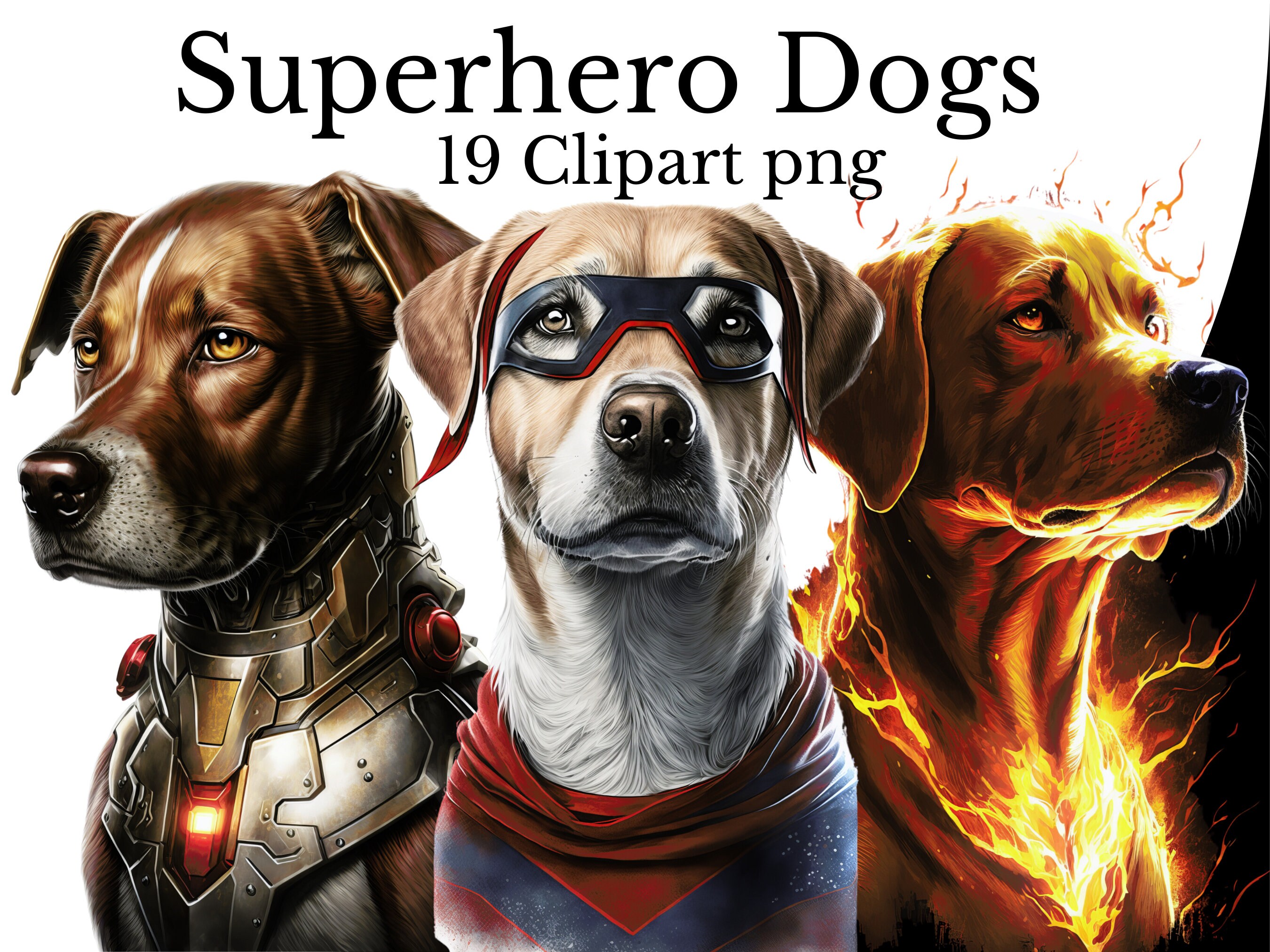 Superhero Dogs Clipart Bundle Watercolor Art Human Animal - Etsy
