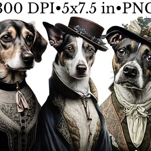 Victorian Dog Clipart Bundle, Watercolor Art, Human Animal PNG, Digital ...