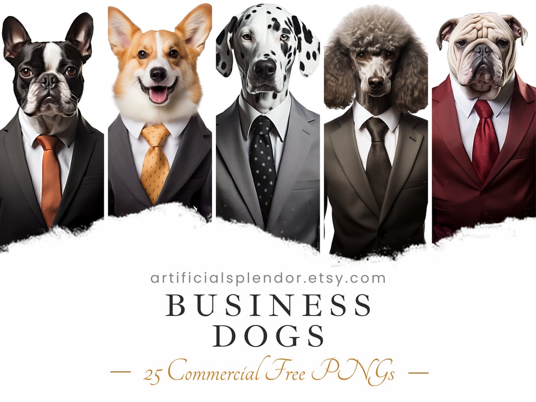 Business Dog Clipart Bundle, Free Commercial Use, Dog Wearing Suit and ...