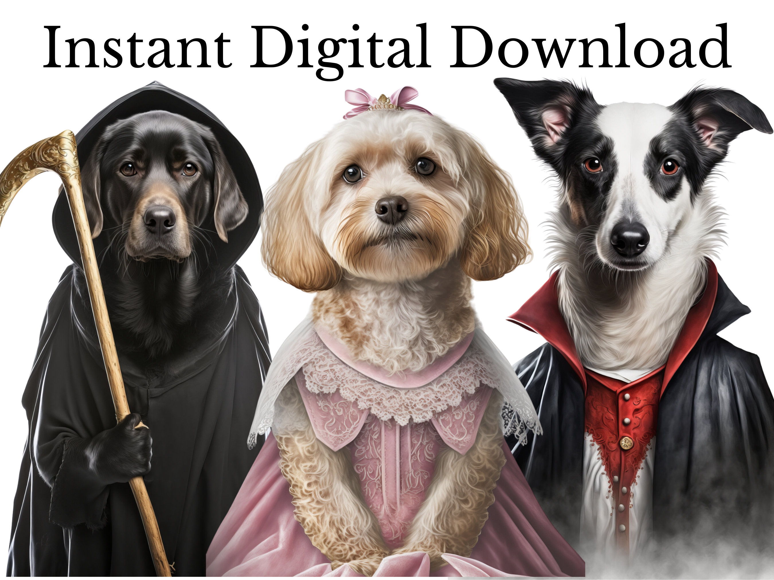 Halloween Dog Clipart Bundle, Dog Watercolor Art, Human Animal PNG ...