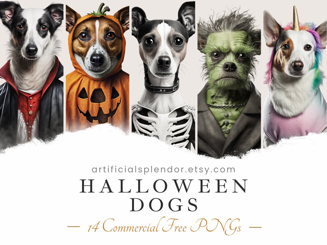Halloween Dog Clipart Bundle, Dog Watercolor Art, Human Animal PNG ...
