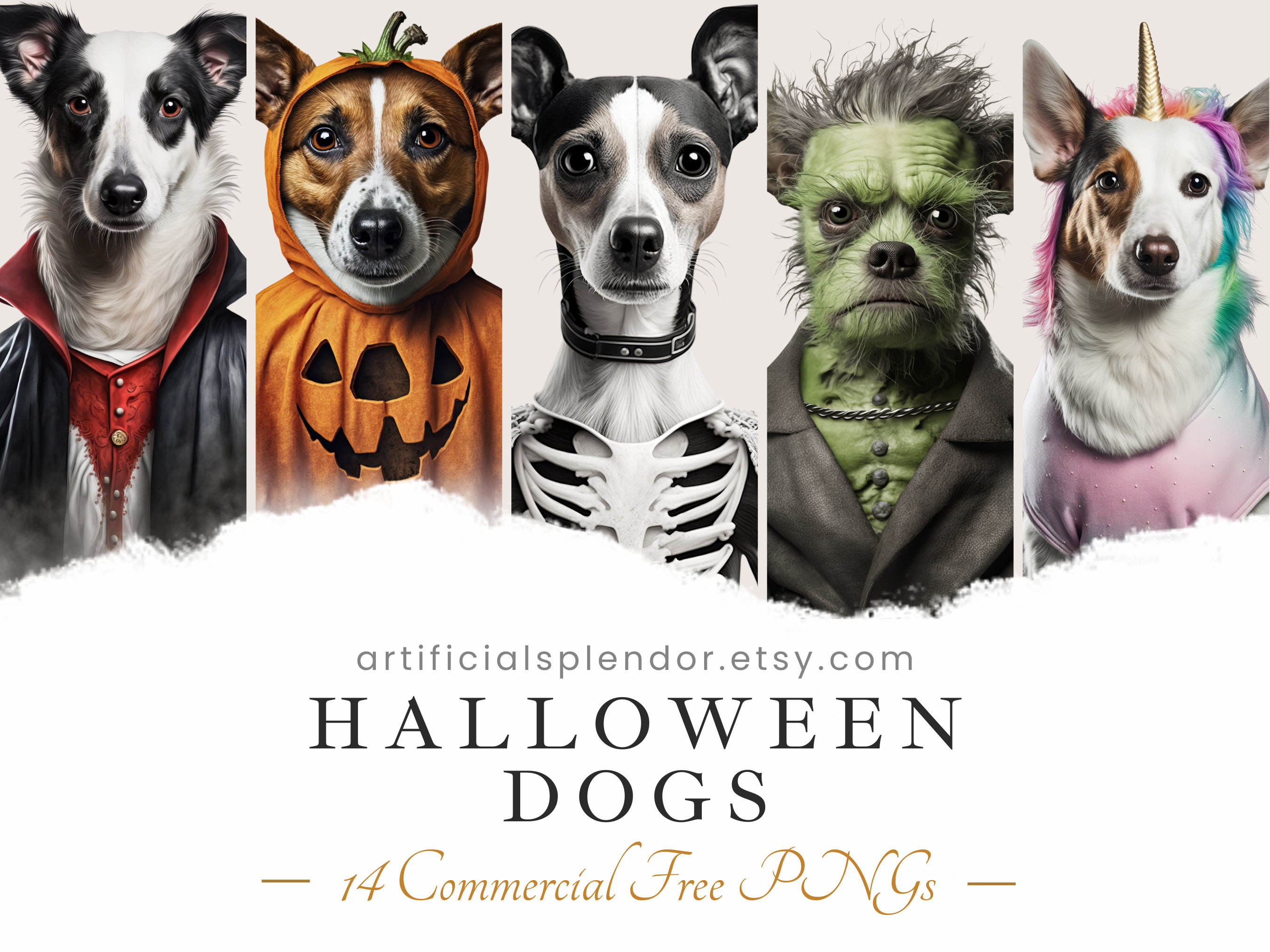 Halloween Dog Clipart Bundle, Dog Watercolor Art, Human Animal PNG ...