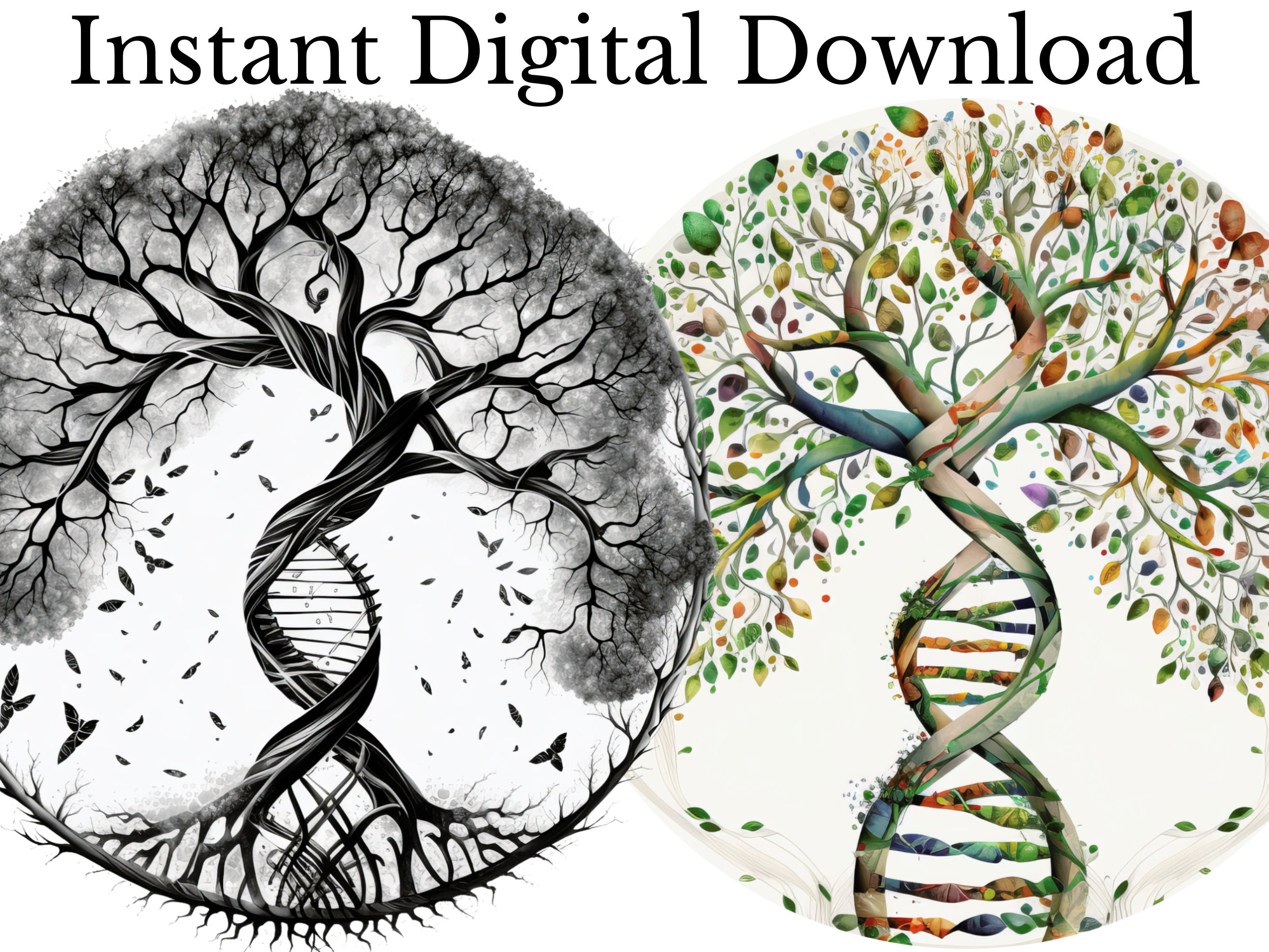 Tree of Life DNA Style Clipart Bundle, Watercolor PNG, DNA Helix ...