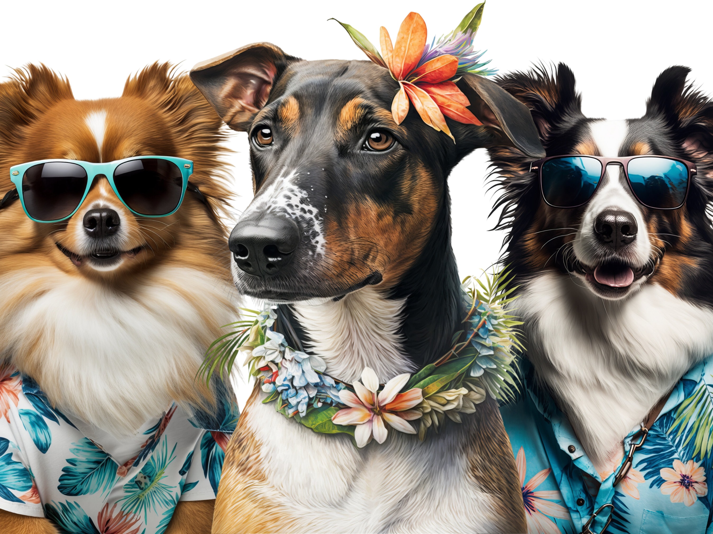 Summer Dog Clipart Bundle, Beach Dog Digital Art, Human Animal PNG ...