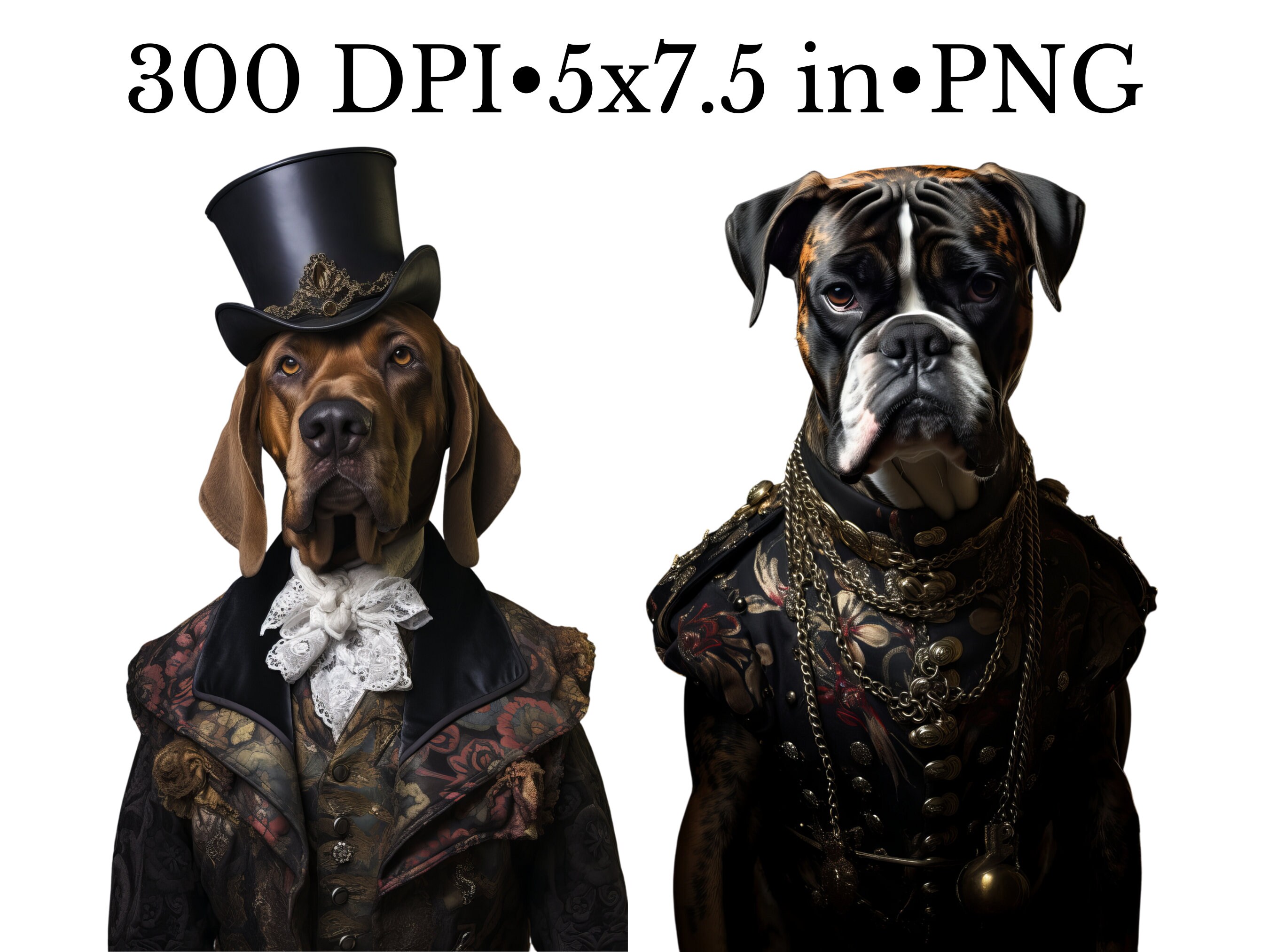 Whimsigoth Dog Clipart Bundle, Digital Goth Dog Dressed as Person ...