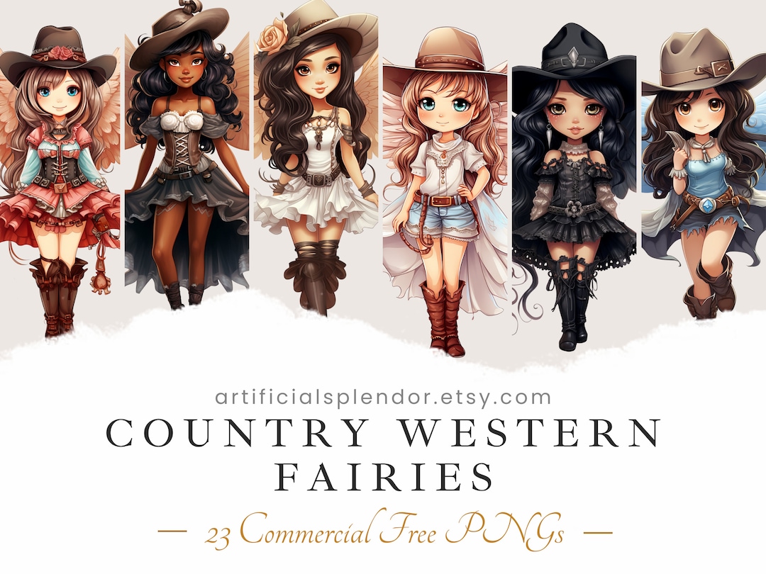 Fairy Clipart Bundle Country Western Art Digital Cowgirl Angel ...