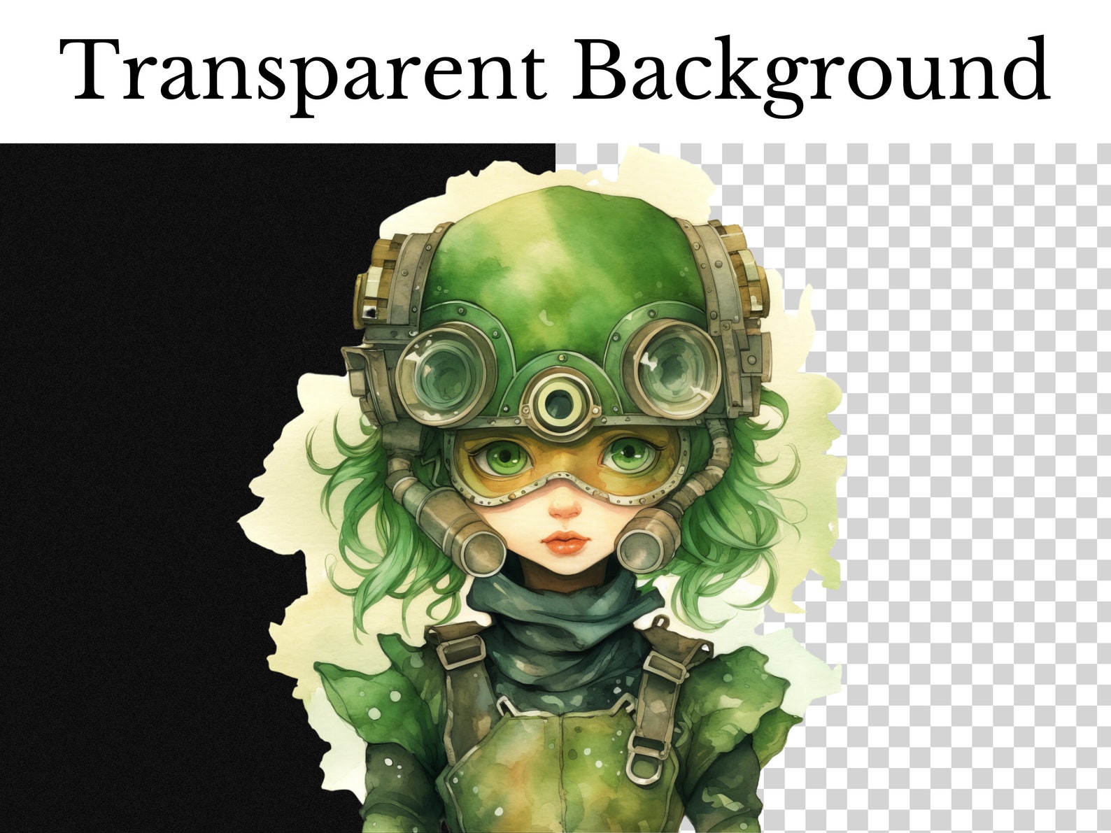 Emerald Green Steampunk Clipart Bundle, Steampunk Watercolor Art ...