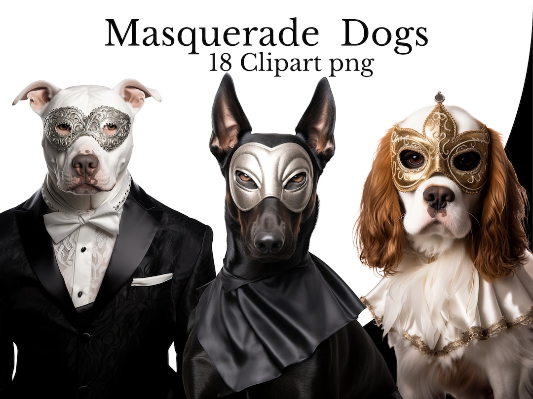 Masquerade Dog Clipart Bundle Masked Dog Art Victorian Ball - Etsy